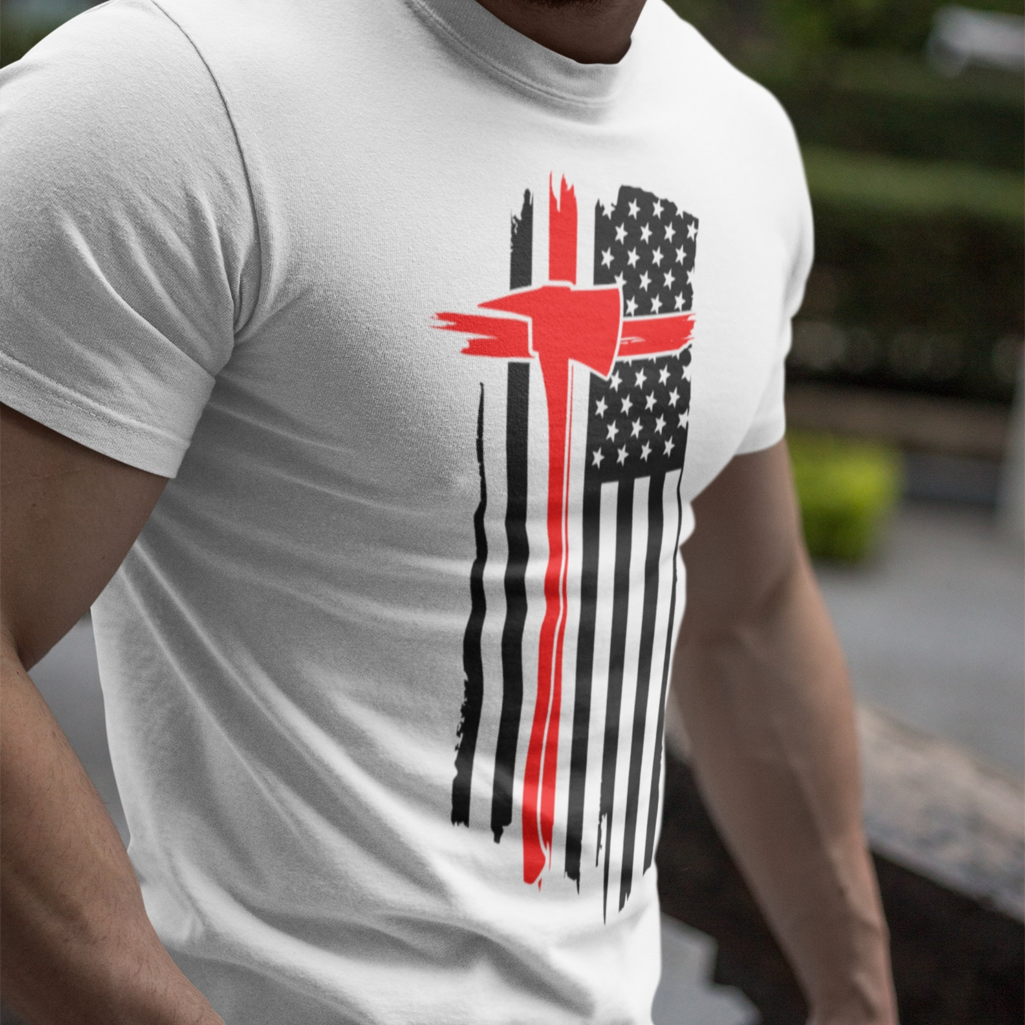 Thin Red Line SVG Firefighter SVG Firemans Axe and Cross - Etsy