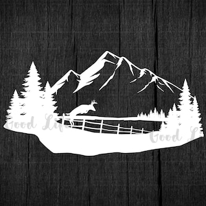 Jumping Buck 2, Deer and Mountain Wildlife Scene SVG, Deer Hunting SVG ...