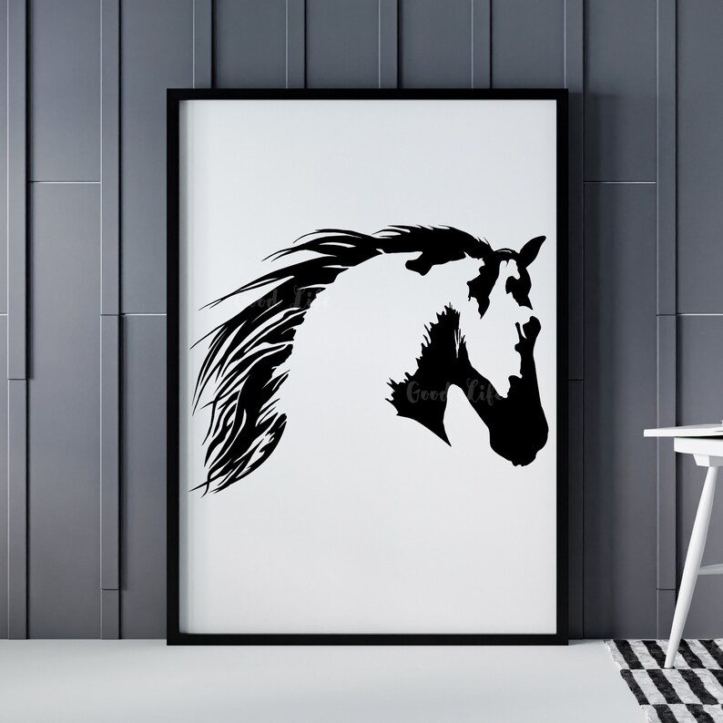 Horse Head Silhouette SVG Majestic Horse and Mane Profile - Etsy
