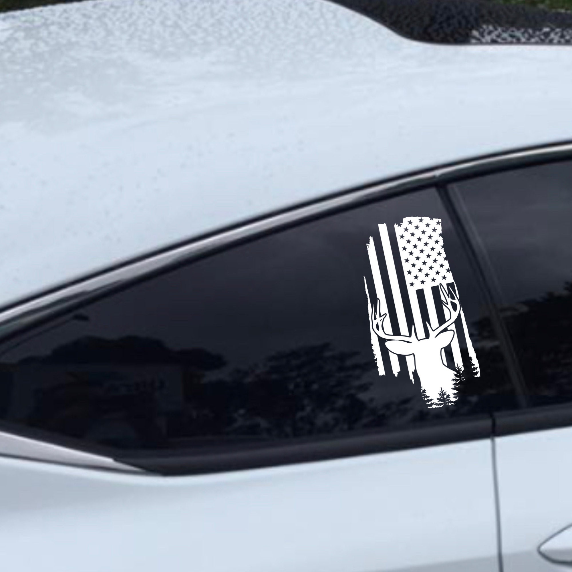 Deer Hunting Decal Distressed American Flag and Buck - Etsy