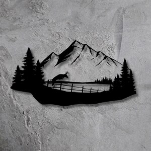 Jumping Buck 2, Deer and Mountain Wildlife Scene SVG, Deer Hunting SVG ...