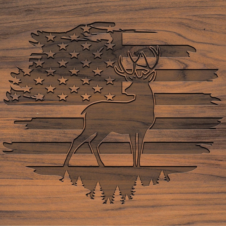 Deer and Flag SVG Buck Silhouette Distressed American Flag - Etsy