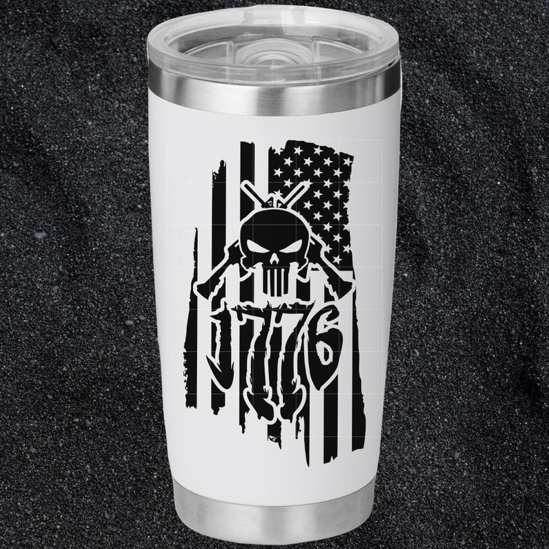 1776 SVG With Punisher Skull and Distress American Flag - Etsy