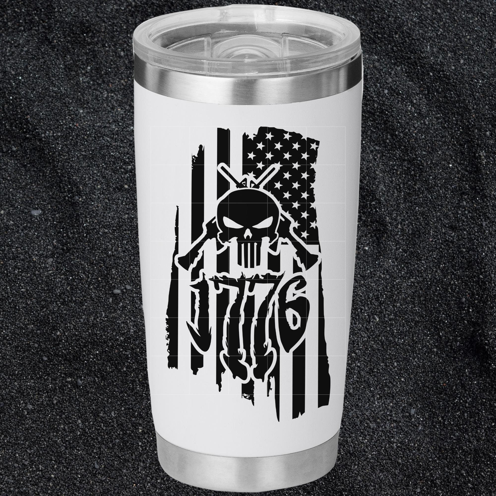 1776 SVG With Punisher Skull and Distress American Flag - Etsy