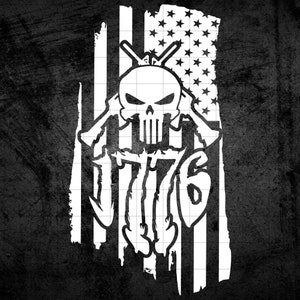 1776 SVG With Punisher Skull and Distress American Flag, Second ...