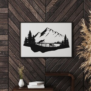 Jumping Buck, Deer and Mountain Wildlife Scene SVG, Deer Hunting SVG ...