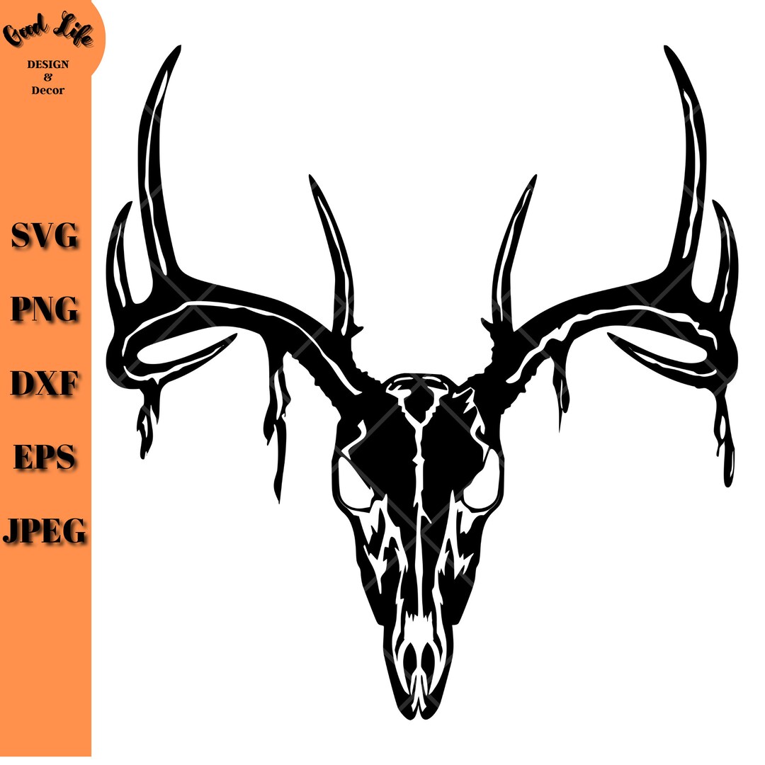 Deer Skull SVG, Buck Antlers DXF File, Deer Hunting Cut File, Deer ...