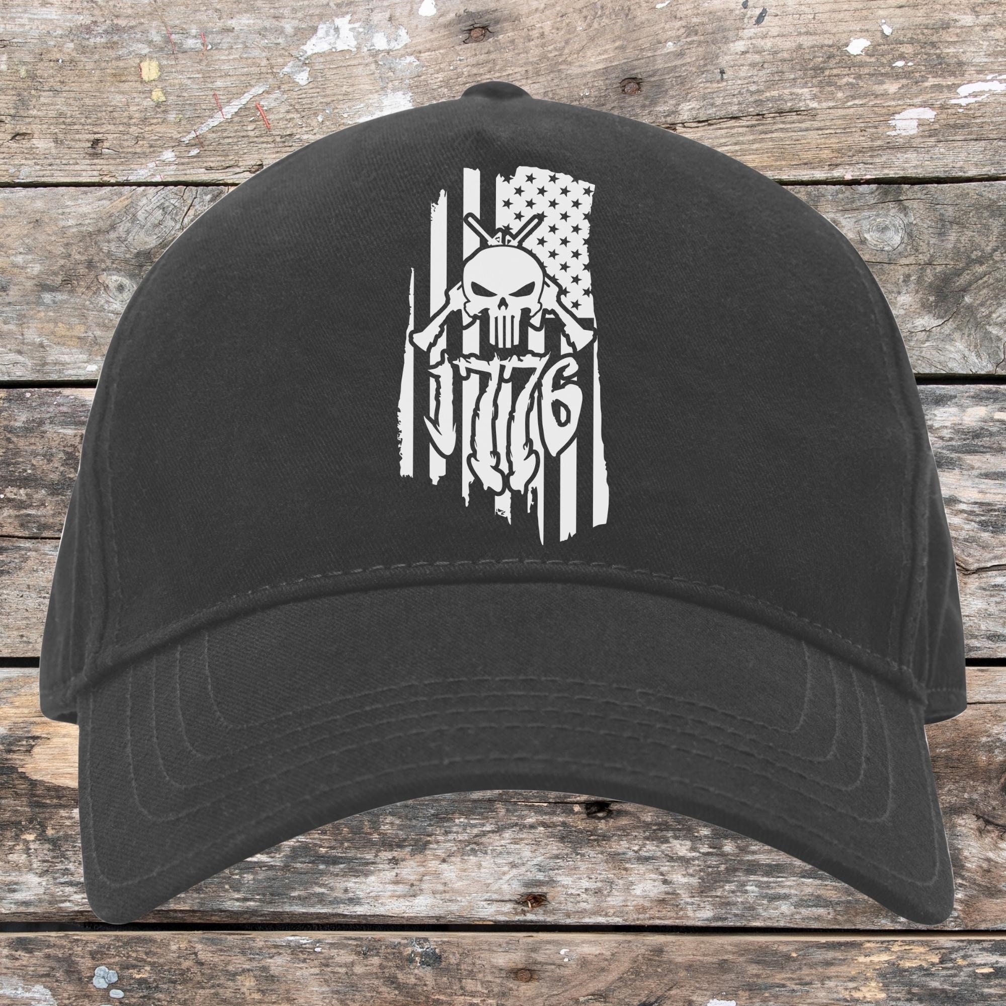 1776 SVG With Punisher Skull and Distress American Flag - Etsy