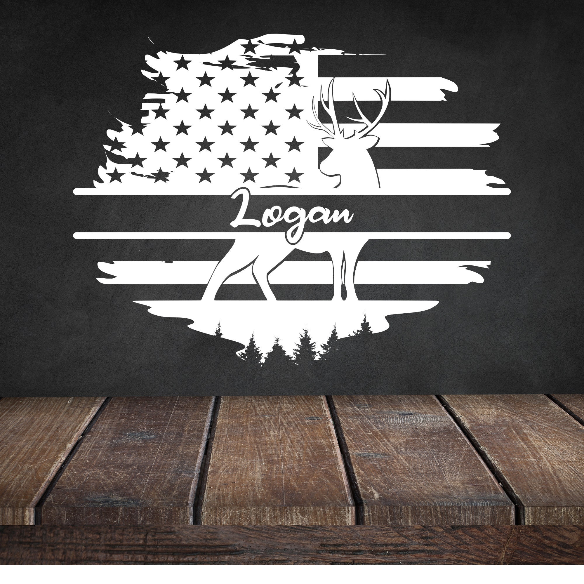 Personalized Deer Hunting and Distressed American Flag Split - Etsy