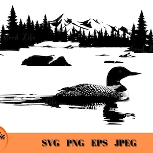 Loon SVG, Loon on Placid Lake PNG, Wildlife Scene Cricut Cut File ...