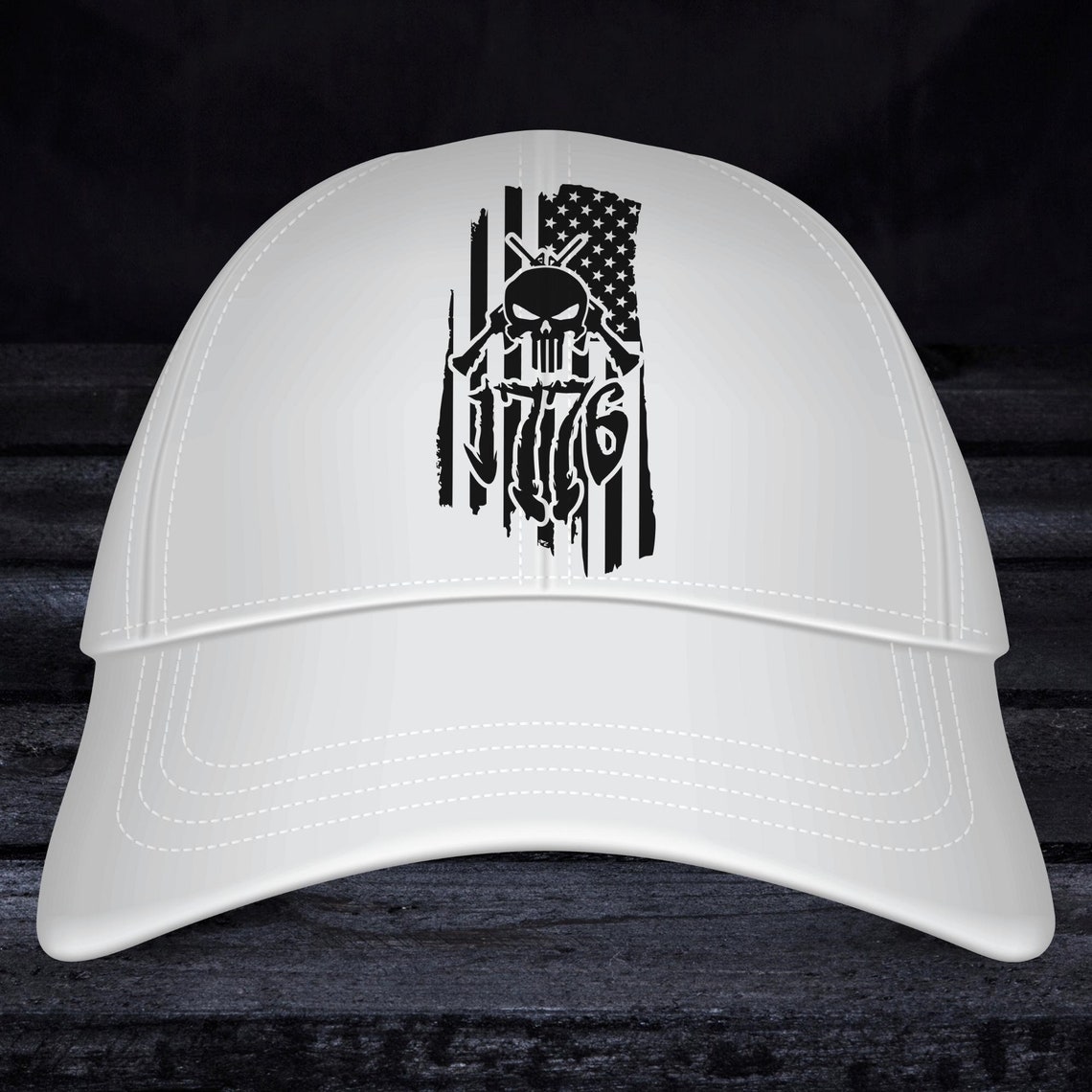 1776 SVG With Punisher Skull and Distress American Flag - Etsy