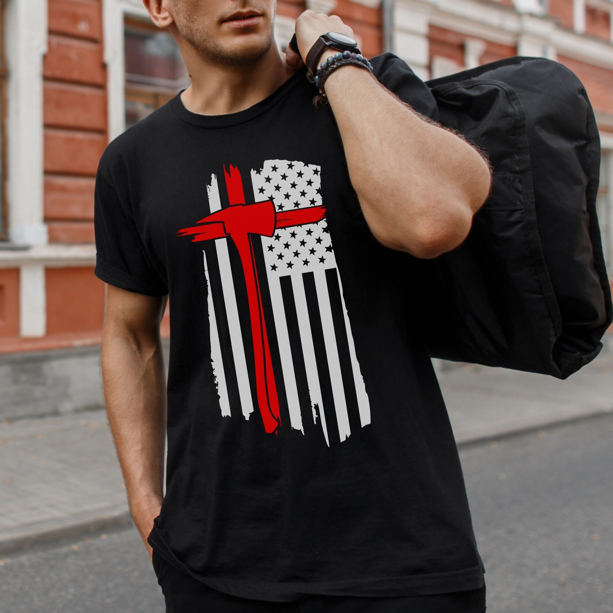 Thin Red Line SVG Firefighter SVG Firemans Axe and Cross - Etsy