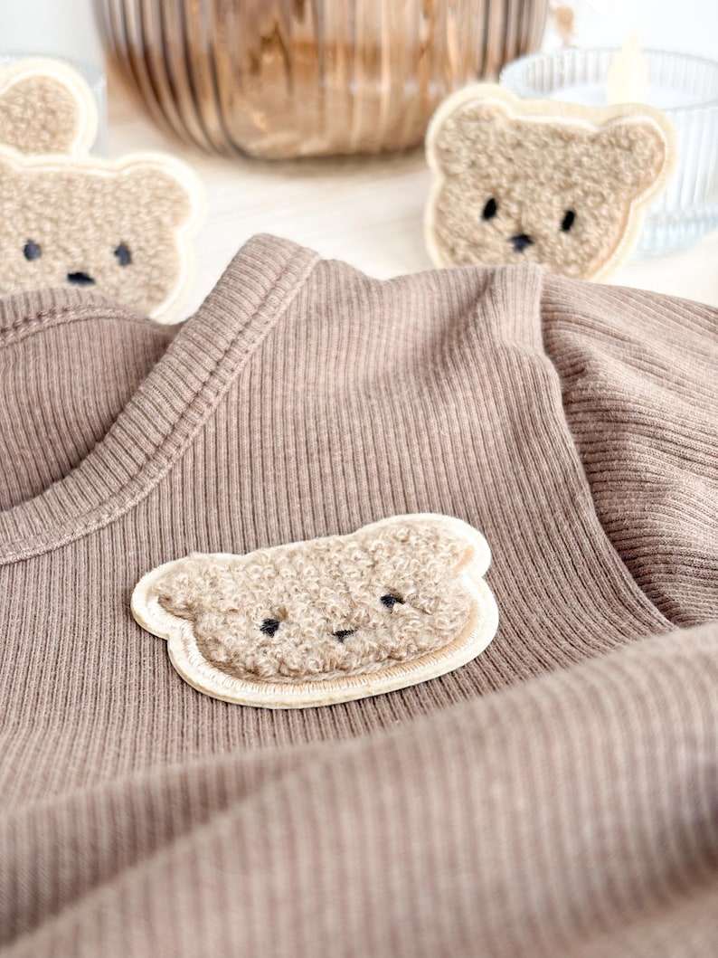 Iron-on Teddy Bear Patch, Set of 2, Brown, Fluffy, Children's Clothing ...