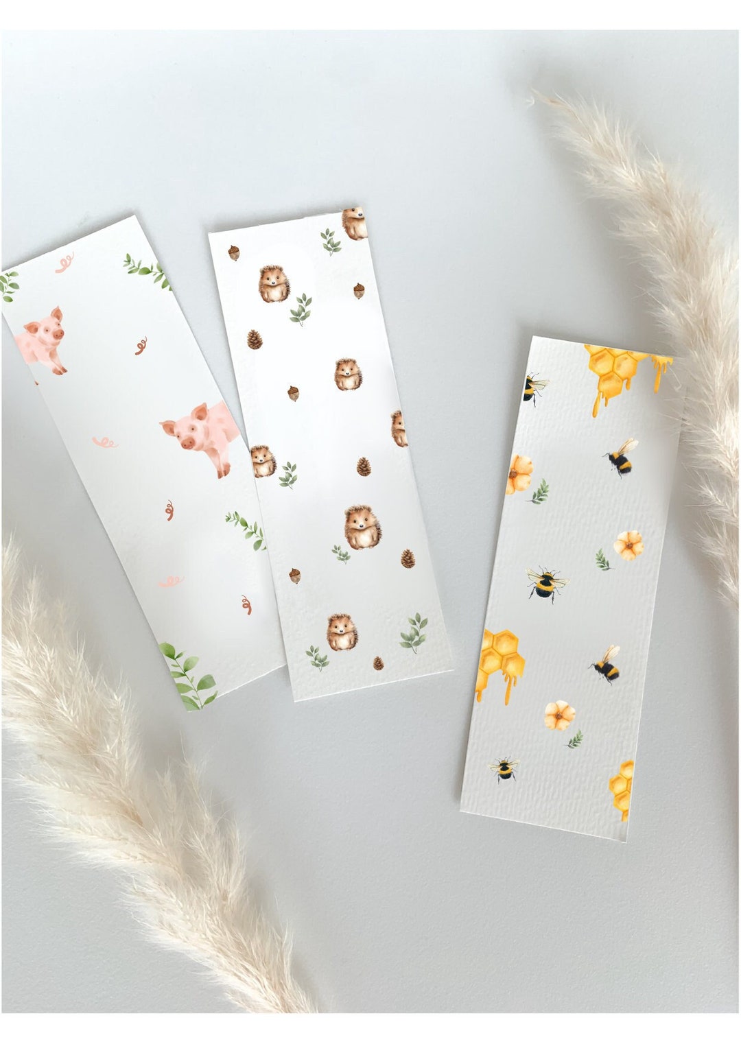 Book Mark Set Animal Designs Hedgehog Pig Bee Birthday Gift for Book ...