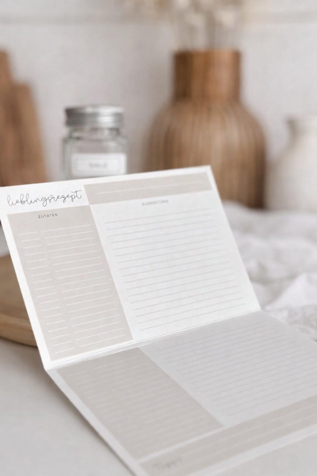 Recipe Card Set, Foldable, Beige, Recipe Collection for Labeling ...