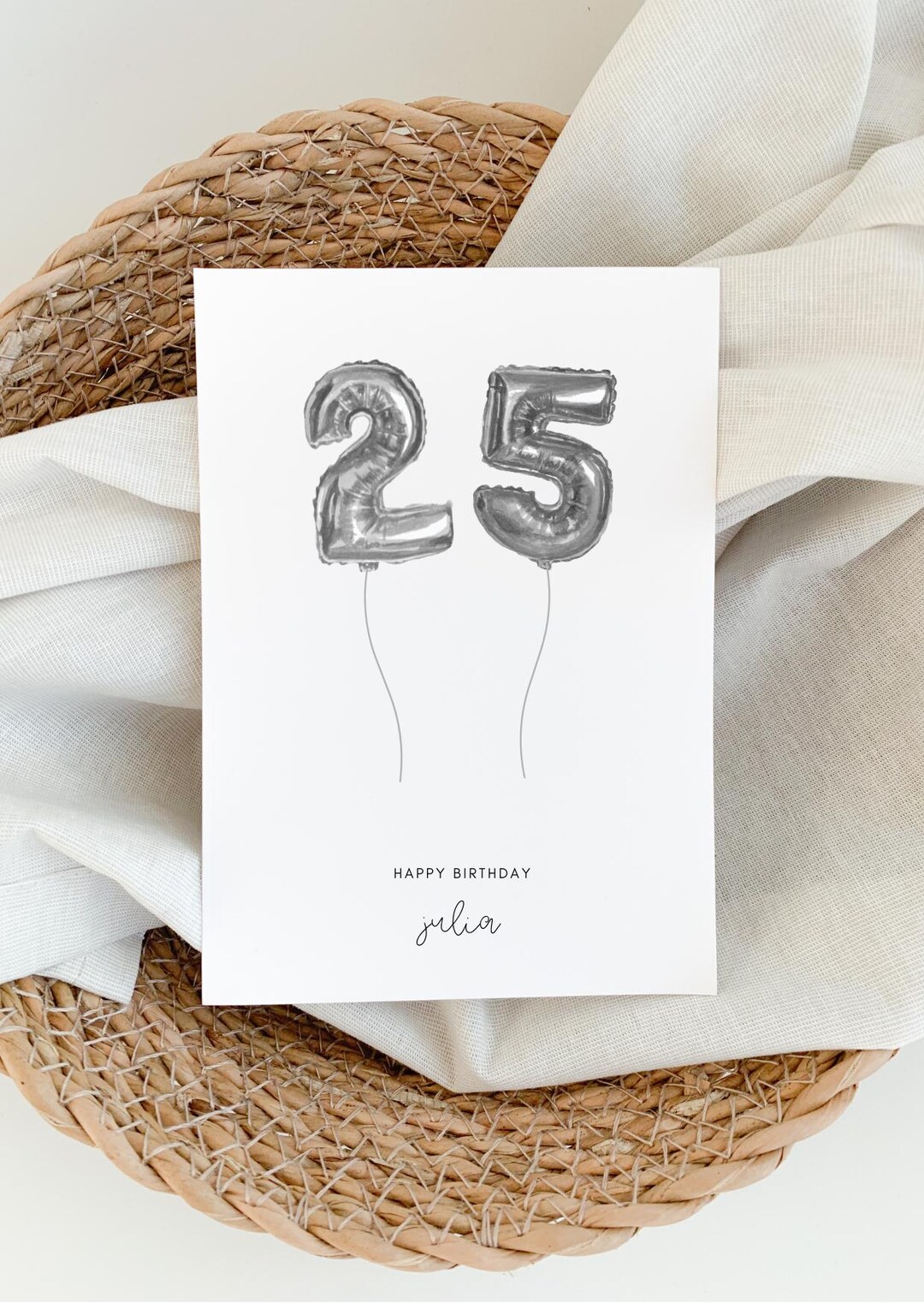 Birthday Card Number Balloons Silver Happy Birthday Card Balloons ...