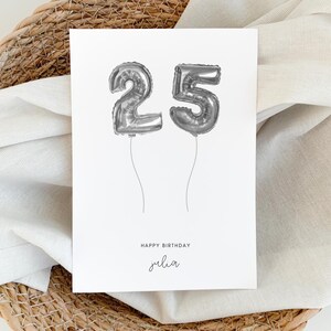 Birthday Card Number Balloons Silver Happy Birthday Card Balloons ...