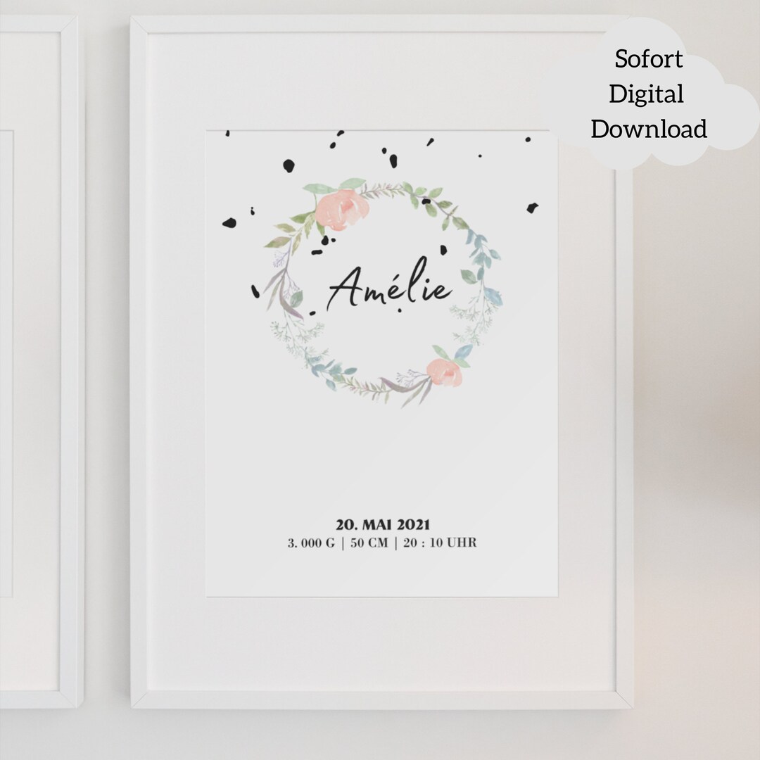 Minimalist Birth Poster Poster With Birth Dates Gift for Birth for New ...