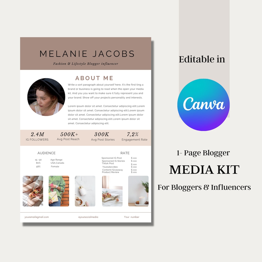 Media Kit Template, Classic Content Creator for Influencers and ...