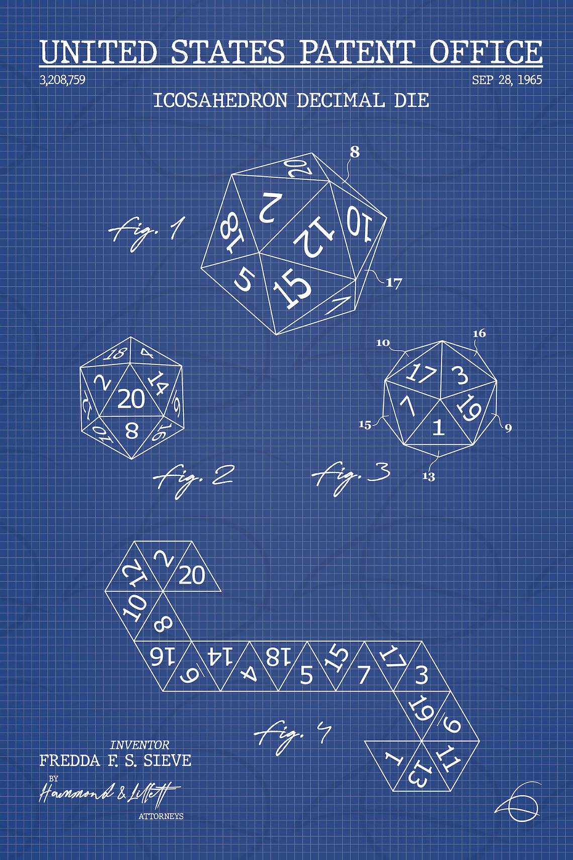Polyhedral Dice Patent Poster Set, Blueprint - Etsy