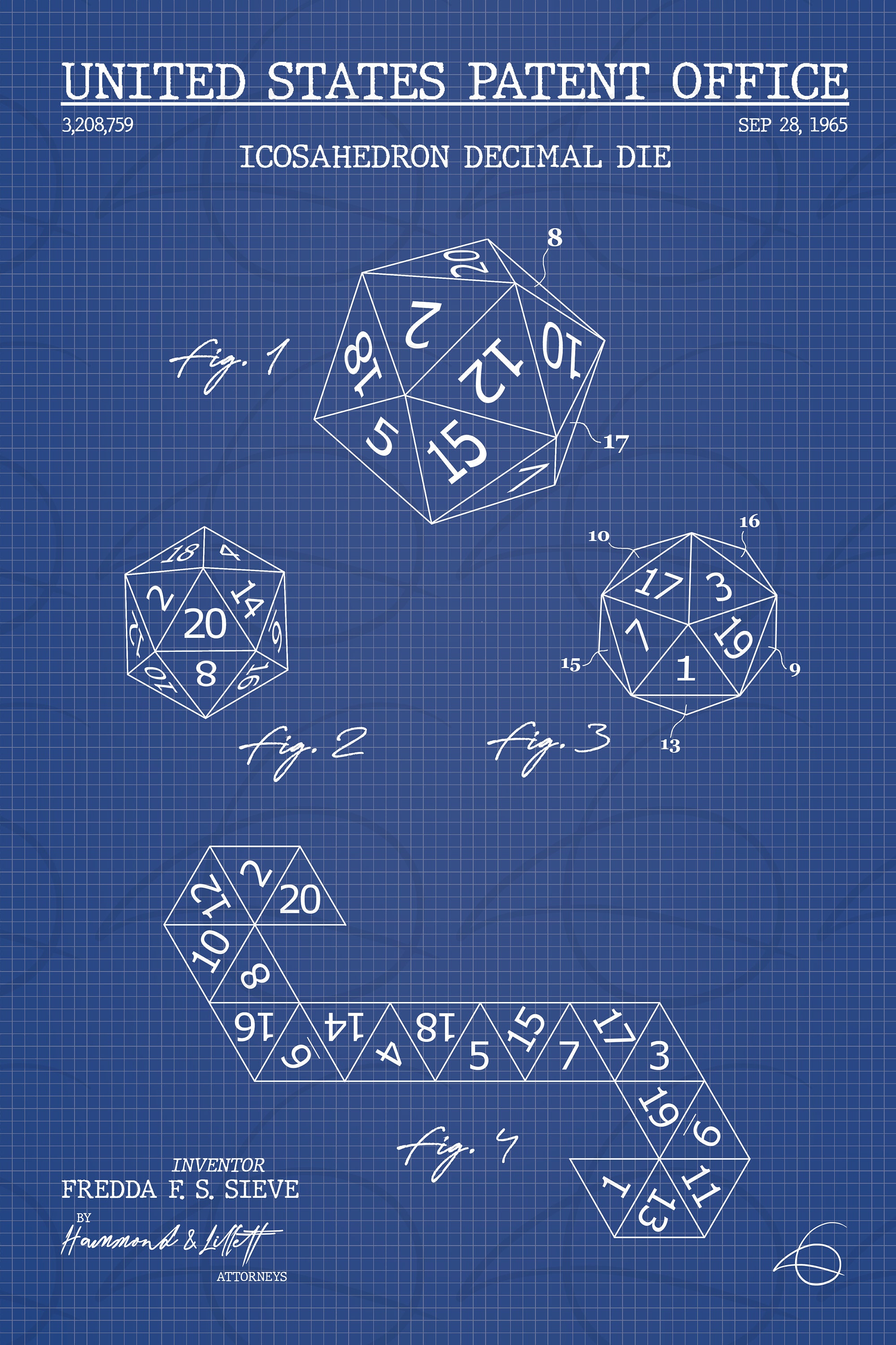 Polyhedral Dice Patent Poster Set, Blueprint - Etsy