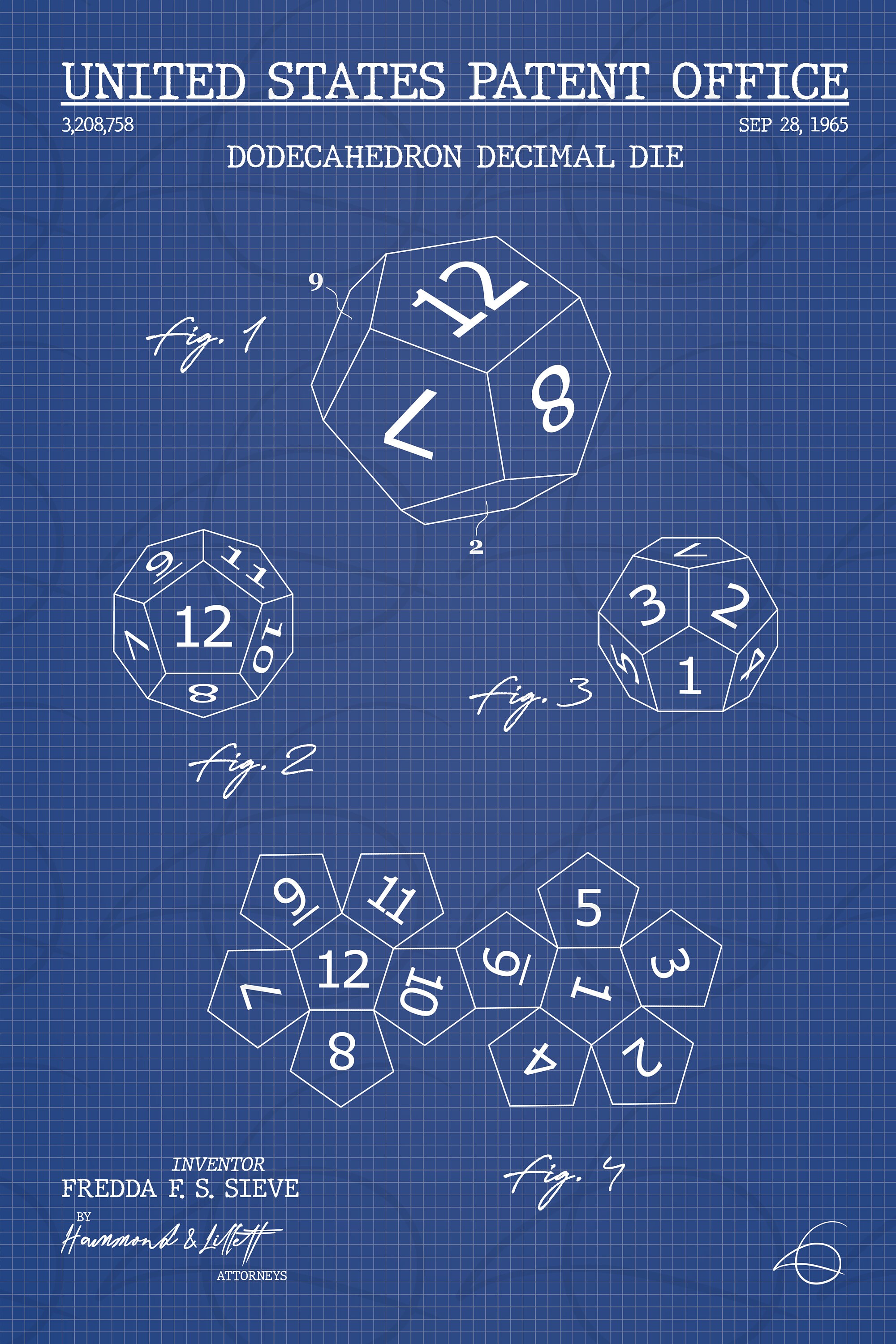 Polyhedral Dice Patent Poster Set, Blueprint - Etsy