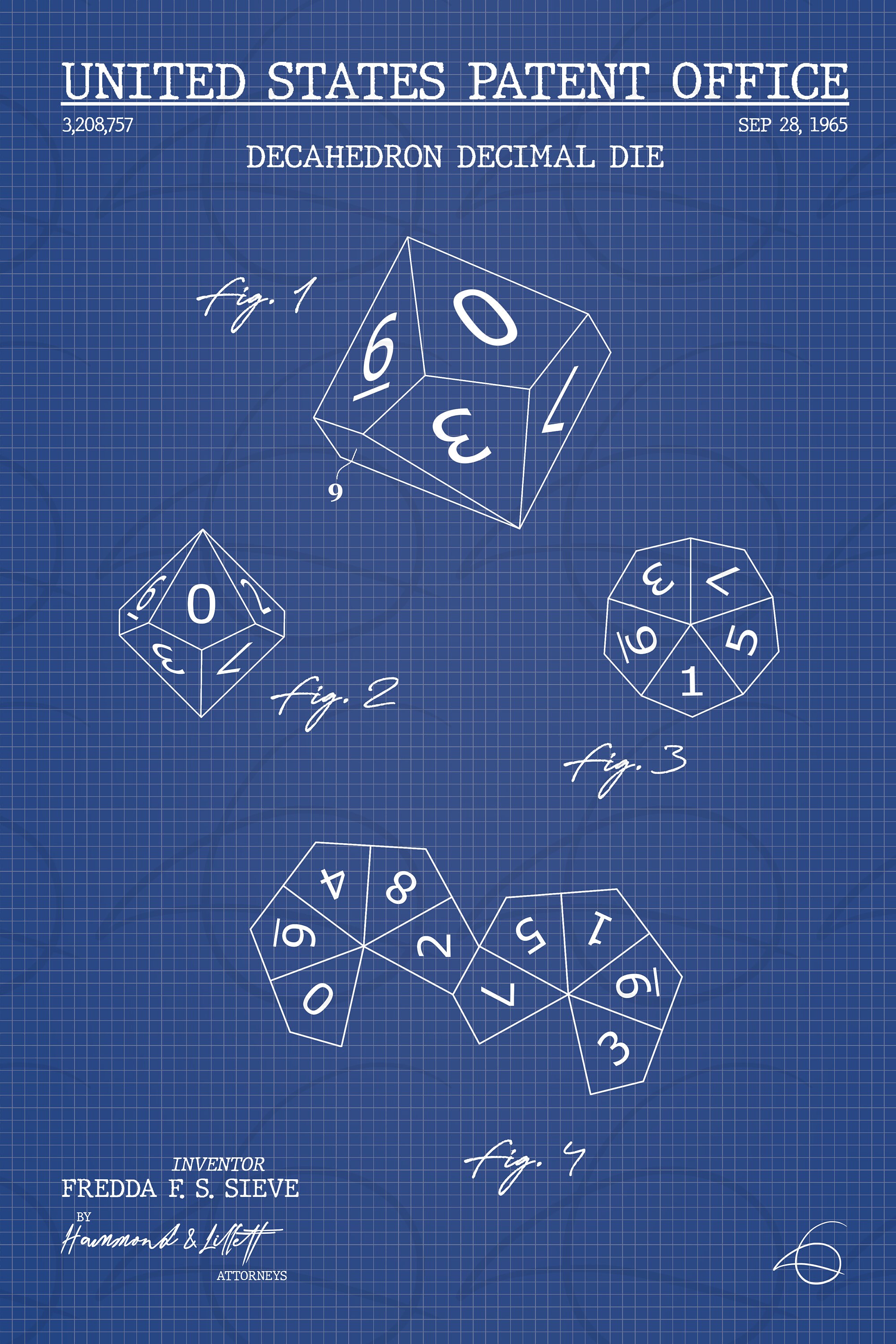 Polyhedral Dice Patent Poster Set, Blueprint - Etsy