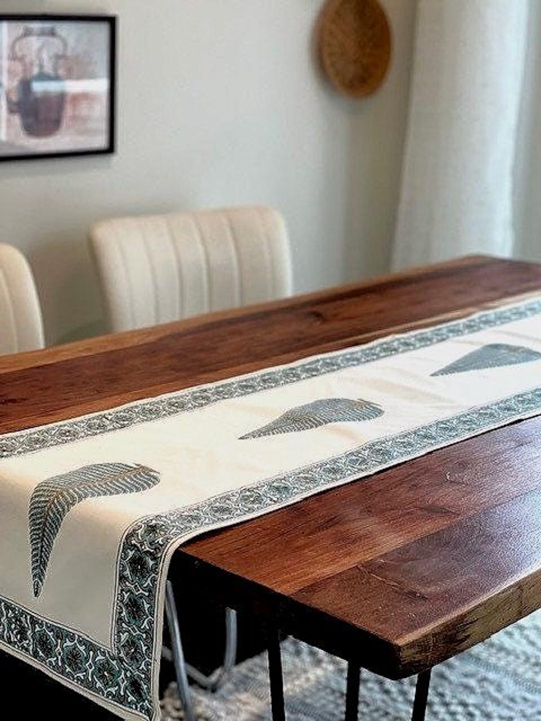 Blue Block Print Table Runner Vintage Pattern , Handmade Table Runner ...