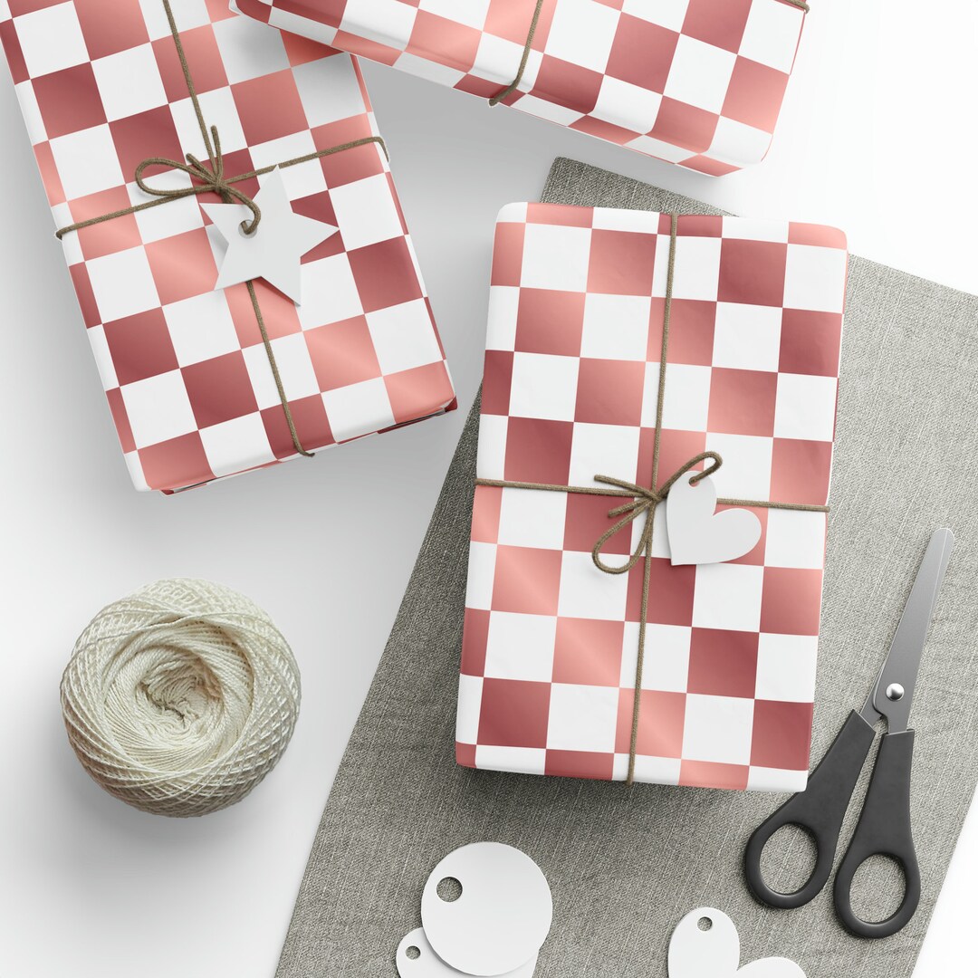 Retro Checkered Gift Wrap, Rose Gold Checkers,colorful Checkerboard ...