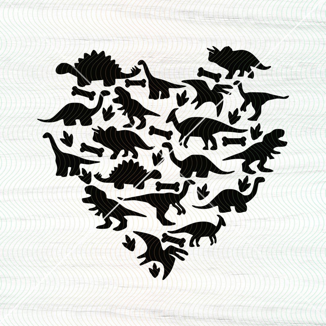 Dinosaur Heart SVG and PNG, Dino Heart Svg File, Dino Heart With Feet ...