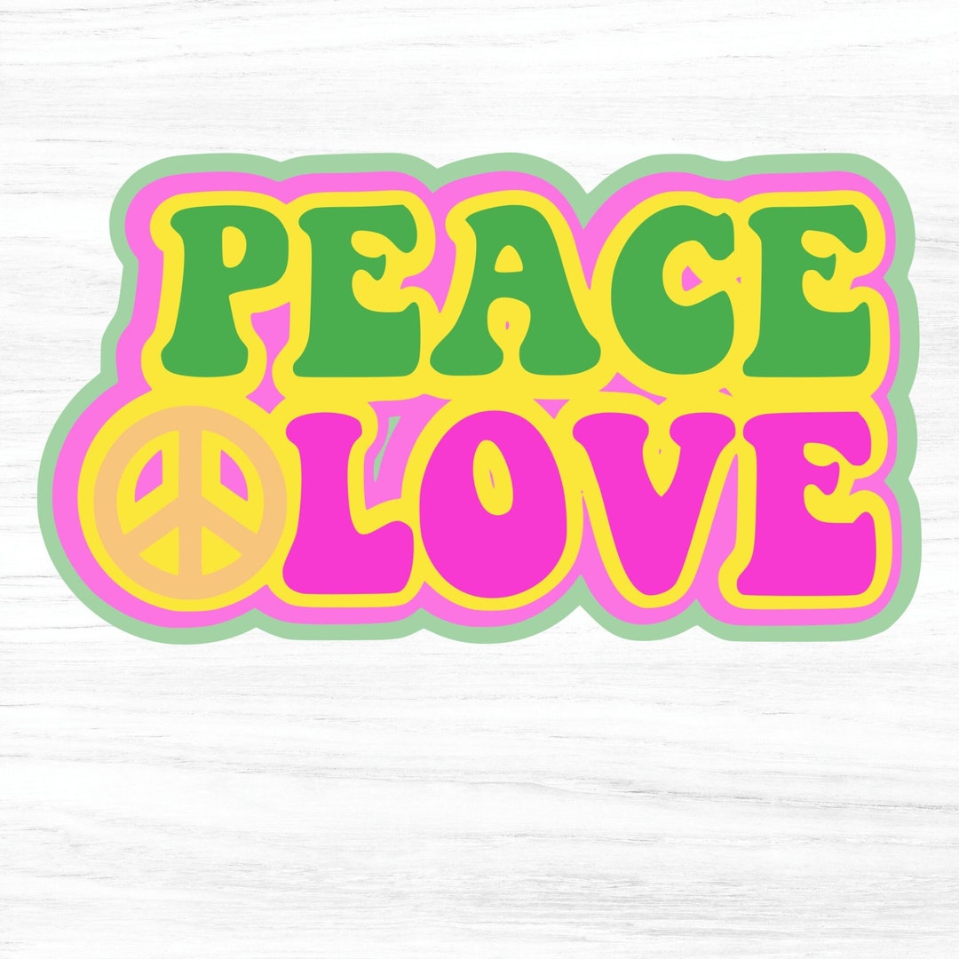 Peace and Love Cake Topper SVG and PNG, Hippie Cake Topper Svg and Png ...