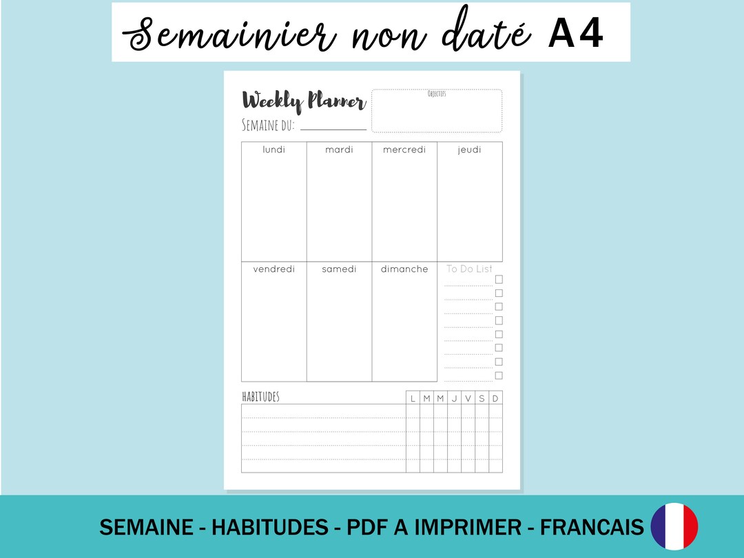 Buy Undated Weekly Planner to Print A4, Digital Planner, Weekly Planner ...