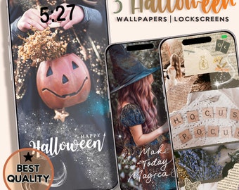 Halloween Phone Wallpaper Bundle, Android + Ios Phone, Cute Aesthetic ...