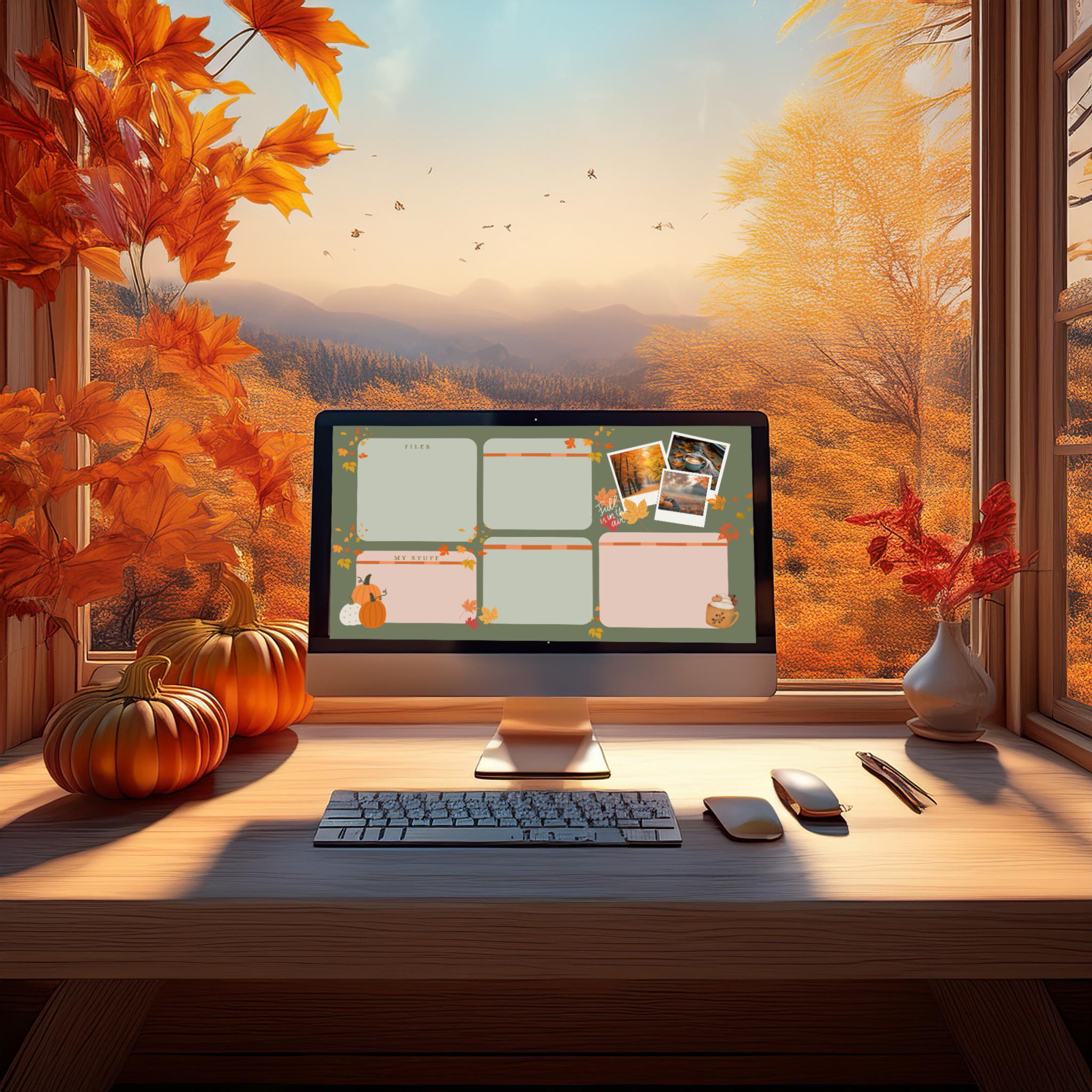 Cozy Fall-themed Desktop Wallpaper | Autumn Digital Download | Seasonal ...