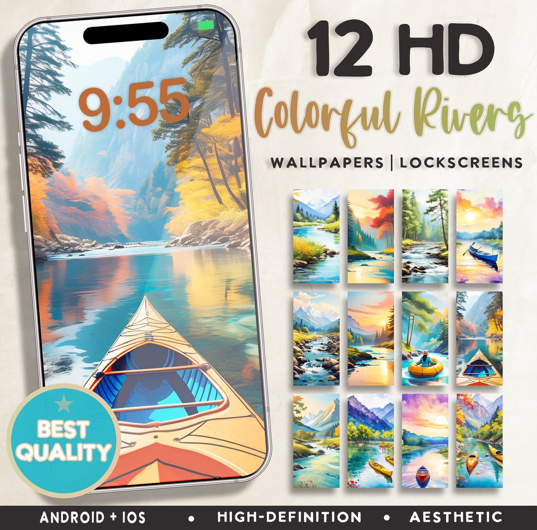 River Scene Phone Wallpaper: Serene Nature Background (digital Download ...