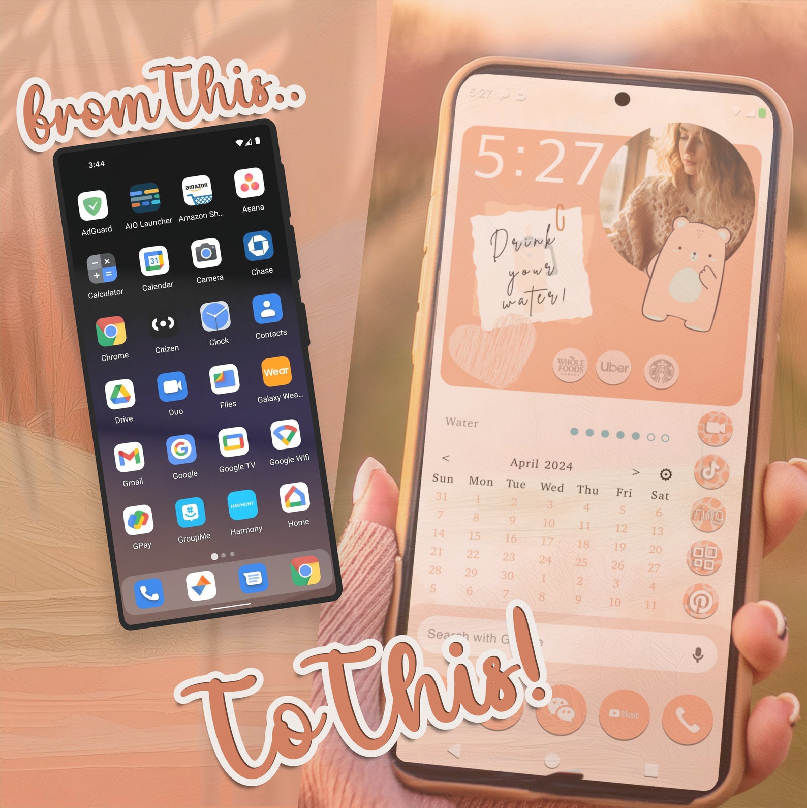 Aesthetic Android Peach Phone Theme / Peachy App Icons / iPhone / Ios ...