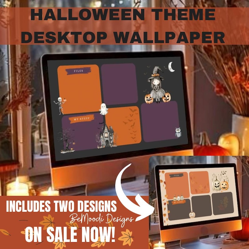 Halloween Theme Desktop Wallpaper | Spooky Digital Download | Seasonal ...