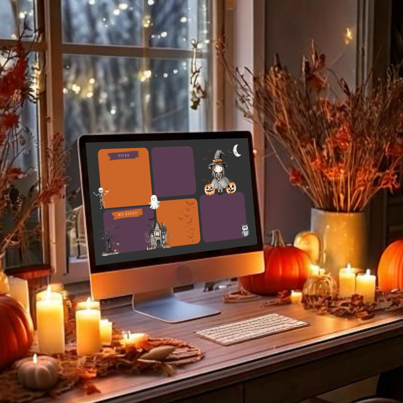 Halloween Theme Desktop Wallpaper | Spooky Digital Download | Seasonal ...