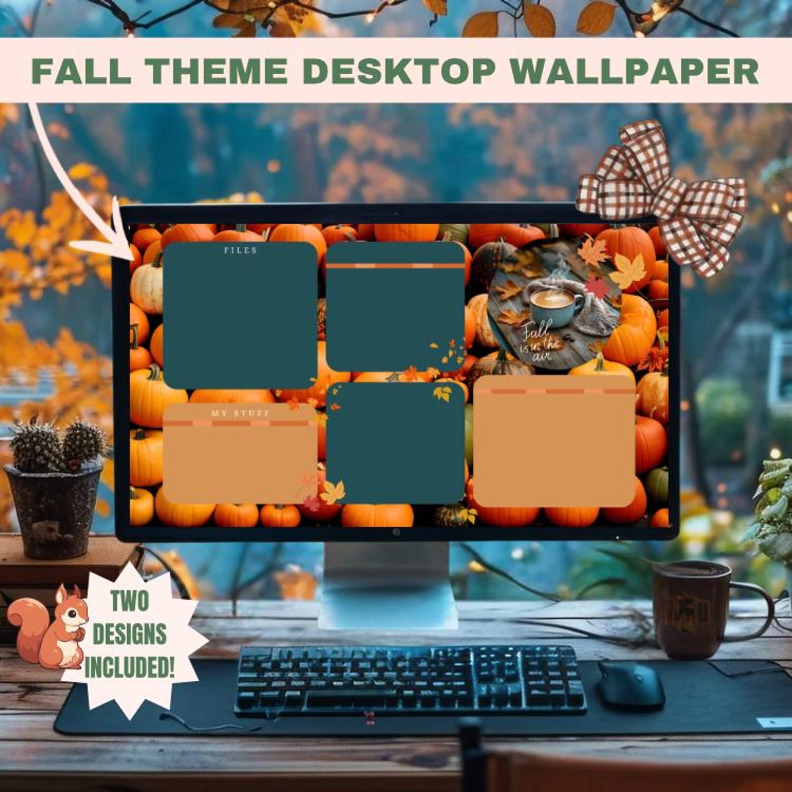 Cozy Fall-themed Desktop Wallpaper | Autumn Digital Download | Seasonal ...