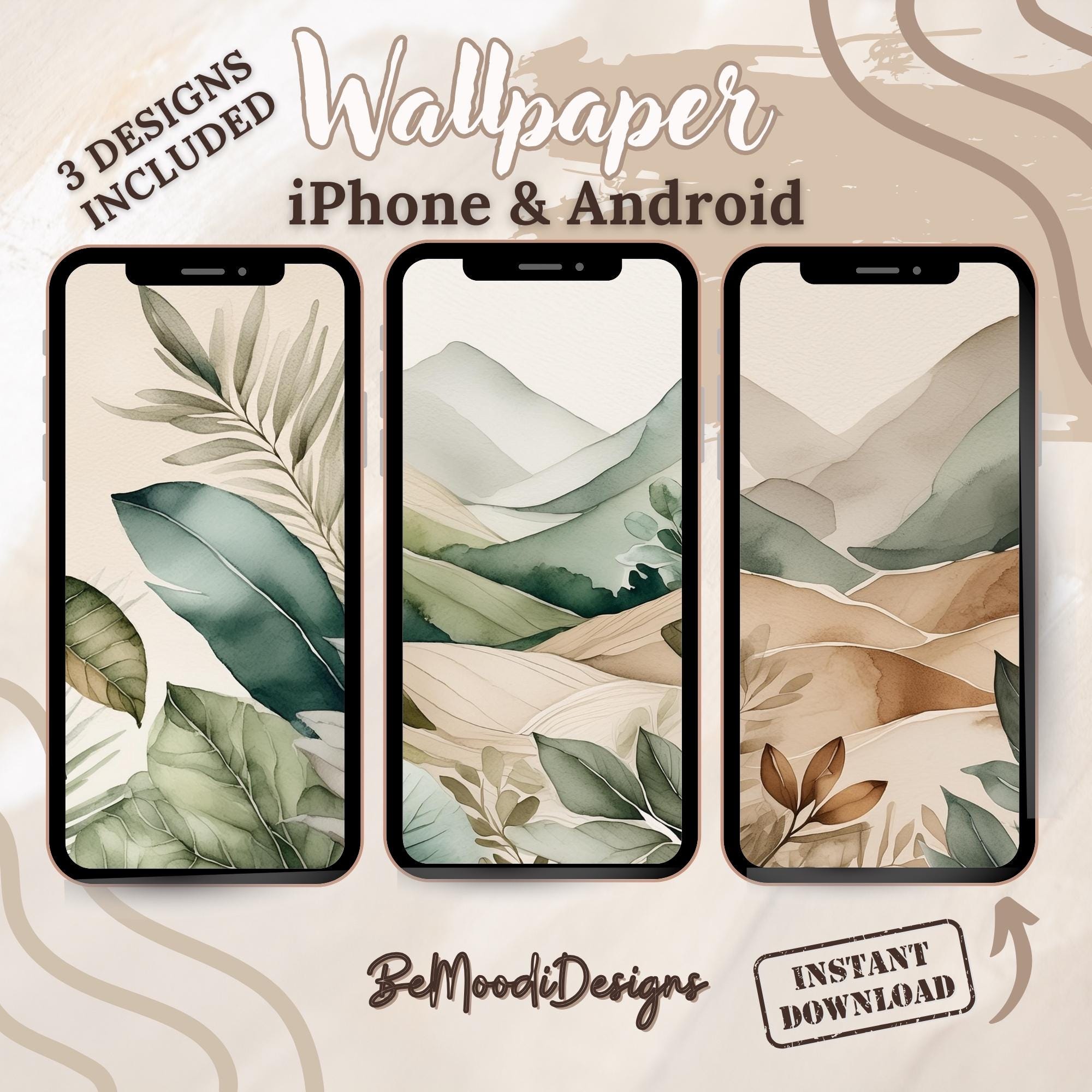 Watercolor Phone Wallpaper Lockscreen Bundle, Android + Ios Phone, Cute ...