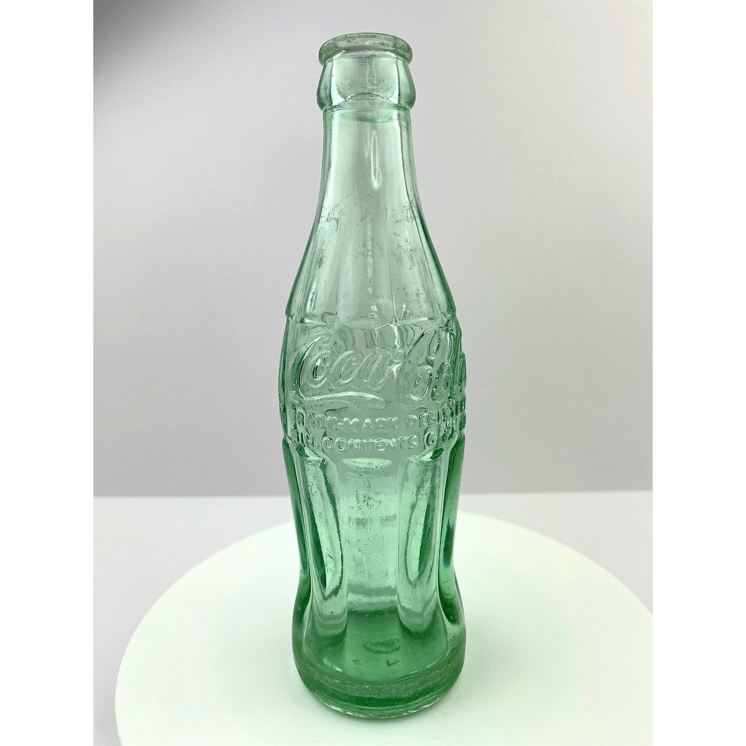 Vintage Coca Cola Bottle, 1957 Hobble Skirt Coke Bottle, Green Glass ...