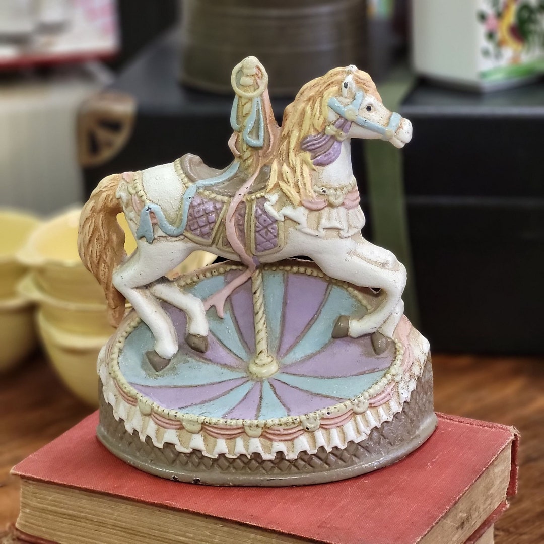 ENSON Cast Iron Carousel Horse/pony Metal Door Stop in Pastel Colors - Etsy