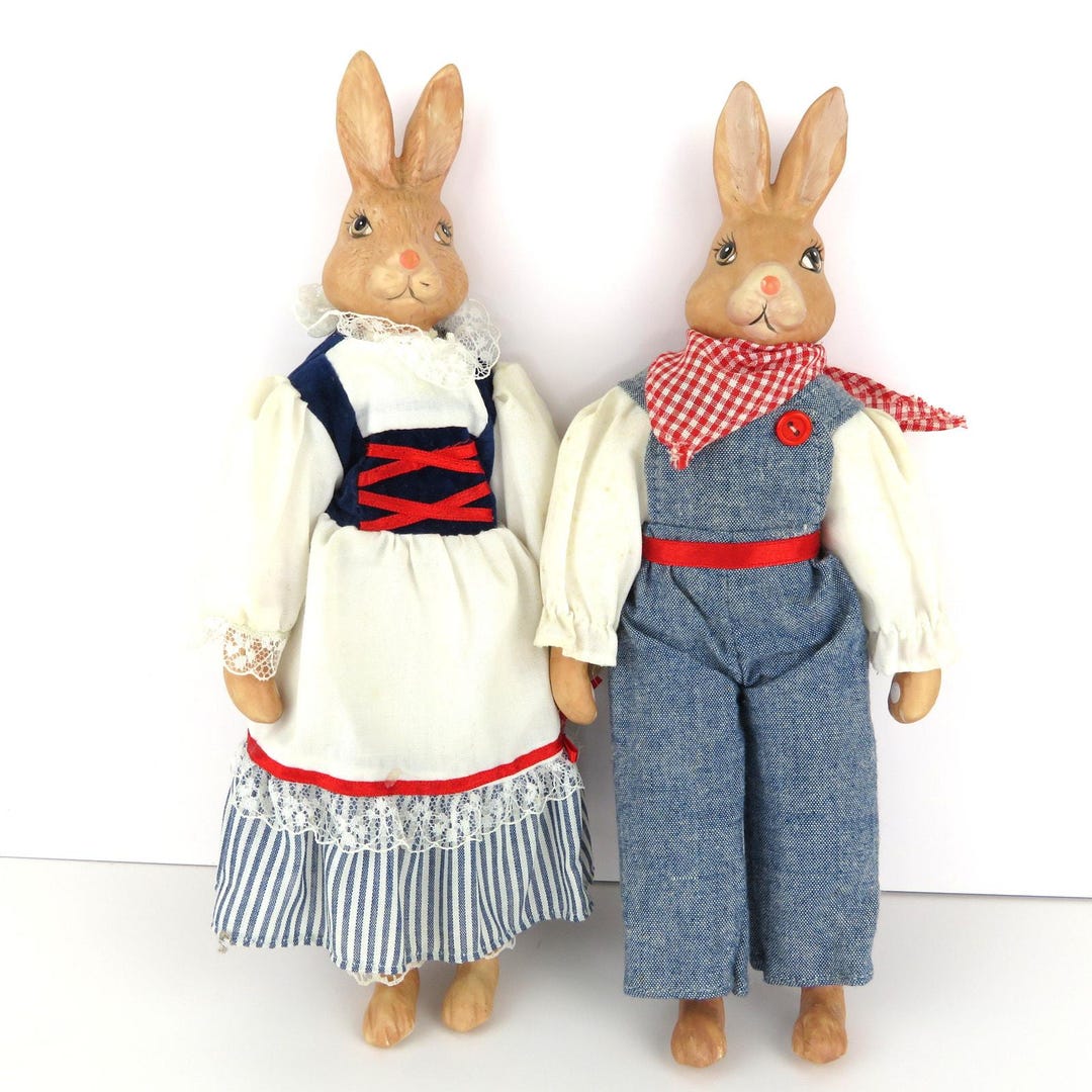 Vintage Porcelain Bunny Dolls Rabbit Billy & Betsy 1994 Easter Bunnies ...