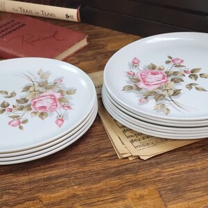 Melmac White W/pink Roses Boontown 10 Dinner Plate - Etsy