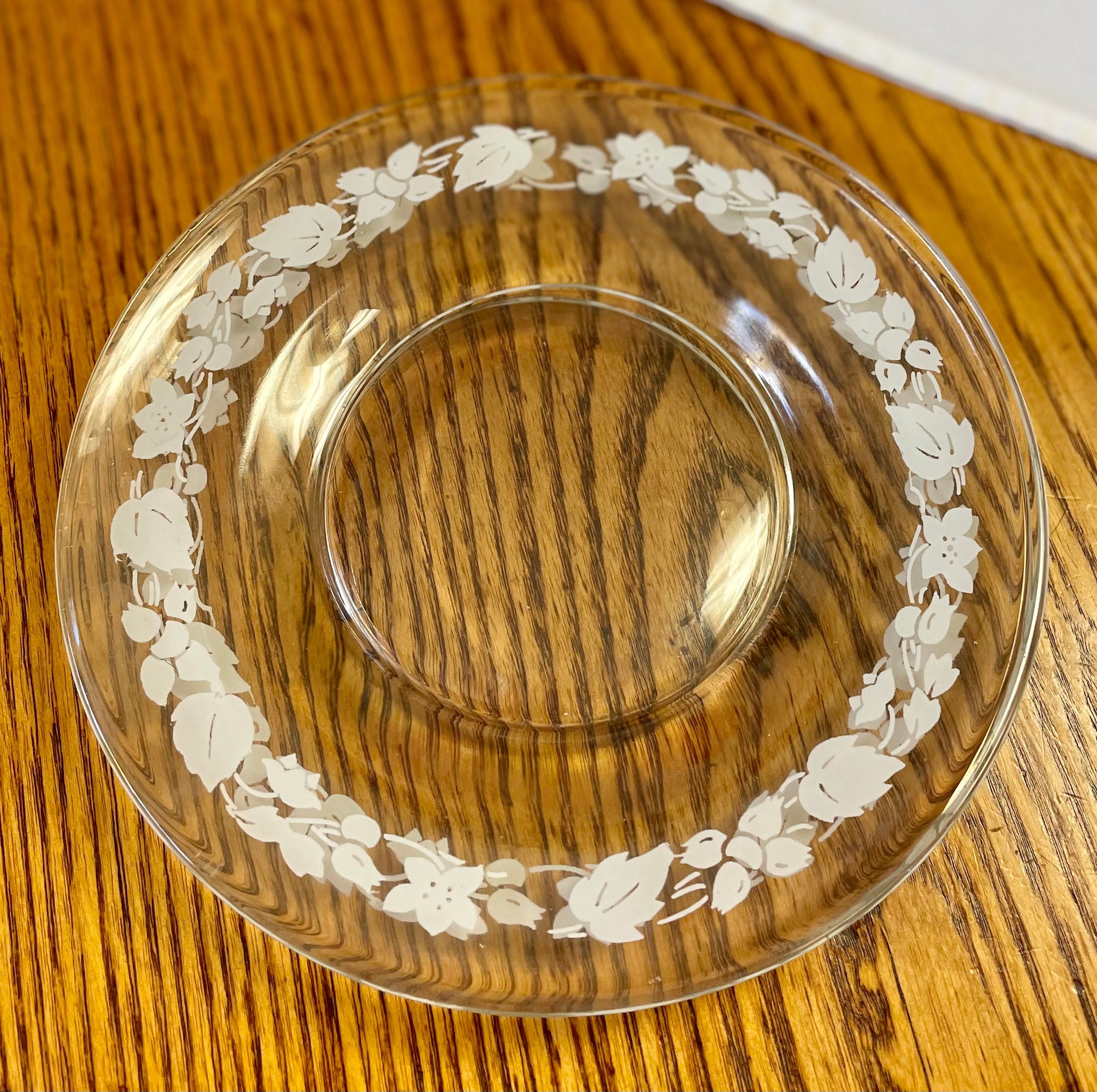 Anchor Hocking White Gooseberry Design Etched Dessert Plates - Etsy