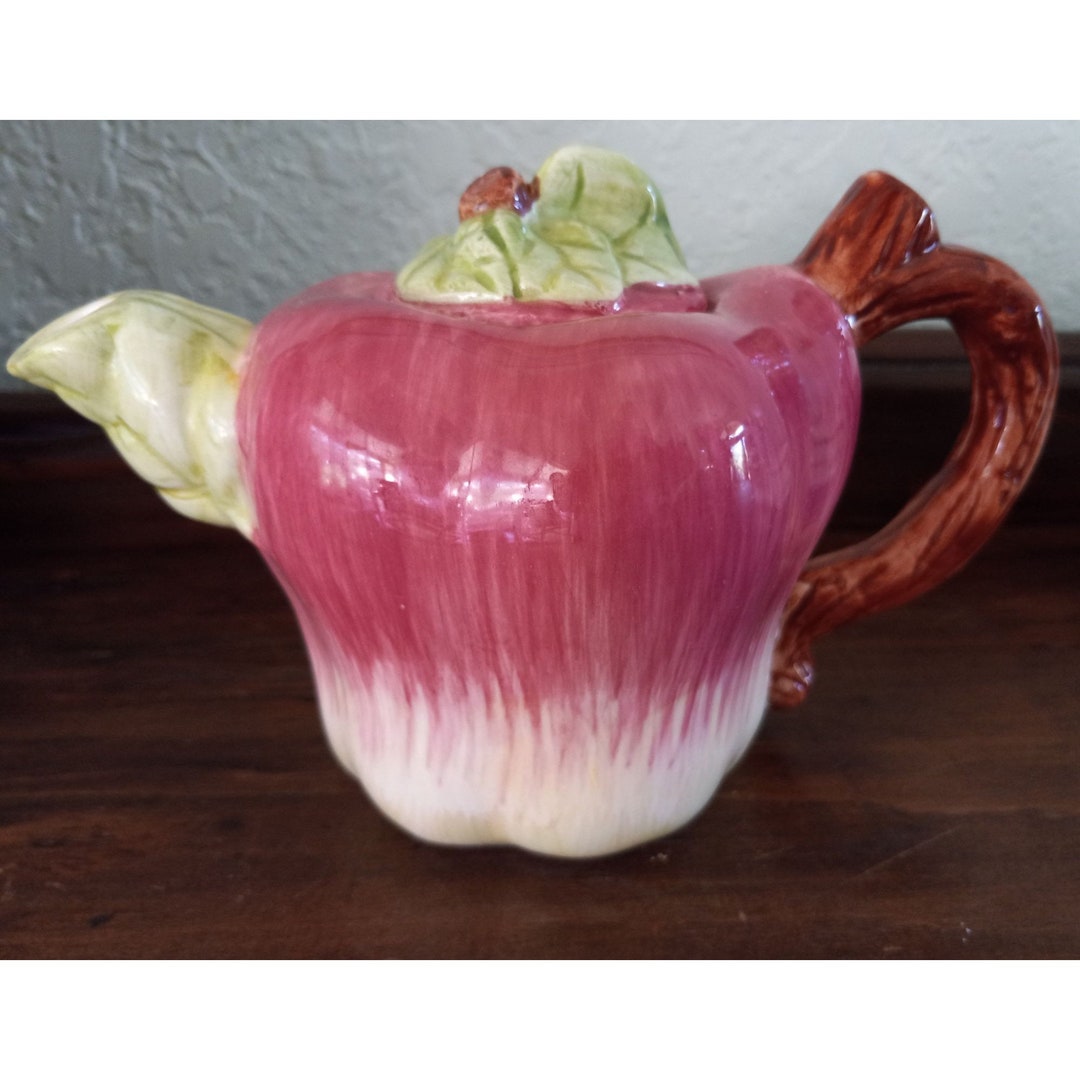 Vintage Apple Shaped Teapot, Ceramic Single Serving Apple Design Teapot ...