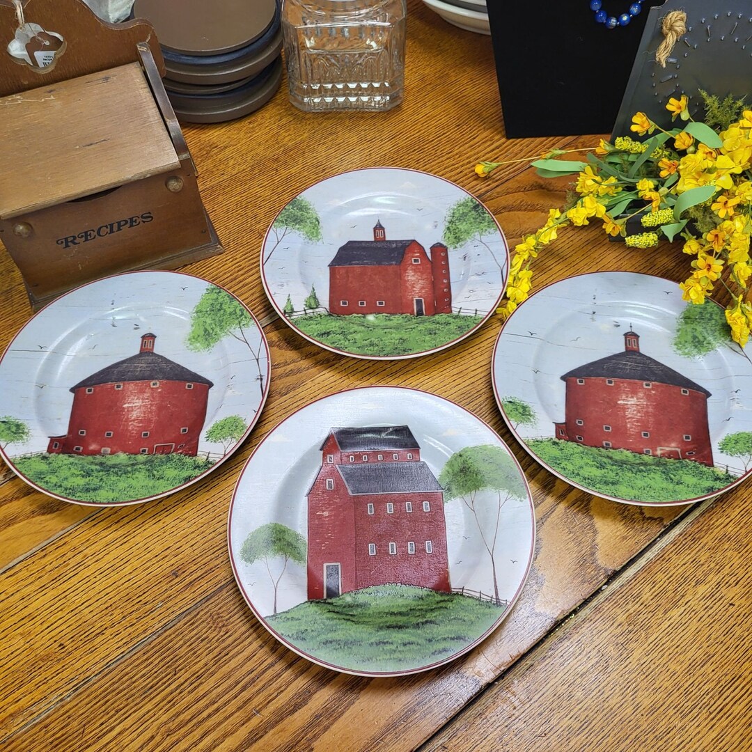 Warren Kimble Collectible Barn Plates, Set of 4 Farmhouse Decor ...