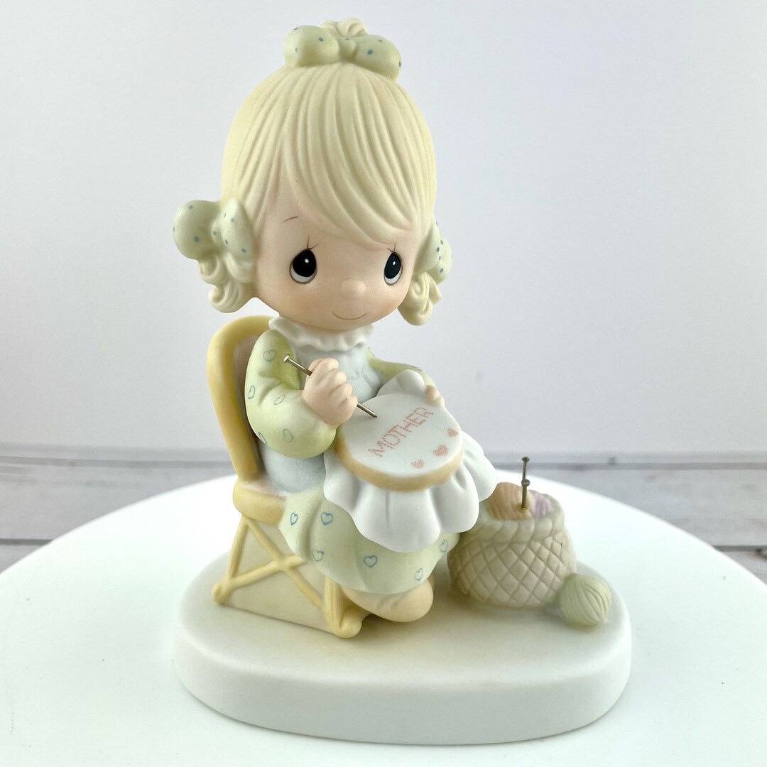 Precious Moments Mother Sew Dear Porcelain Figurine, Enesco Dated 1979 ...