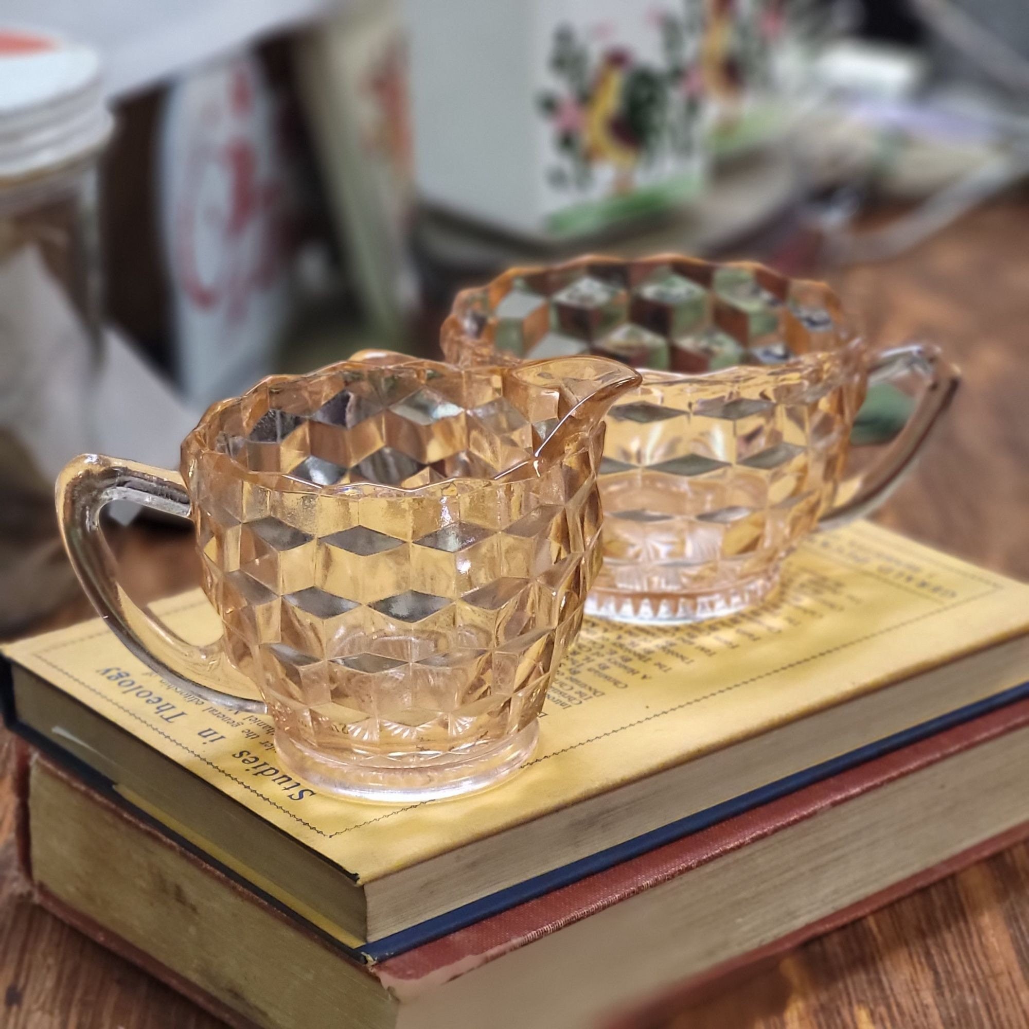 Pink Depression Glass Jeannette/diamond Cubist Pattern Sugar - Etsy