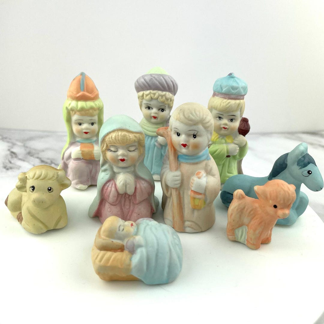Hermitage Pottery Porcelain Nativity Set, 9 Piece Christmas Holiday ...